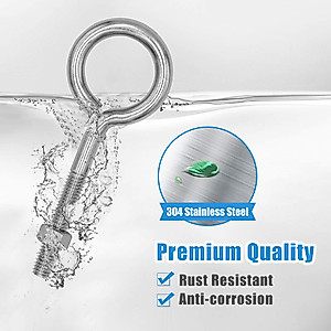 Stainless Steel Eyebolts with Nuts,4 Pcs 3/8 x 5 inch Long Heavy Duty Threaded Eye Bolts for tie-Downs, Lifting and securing Cables Wires