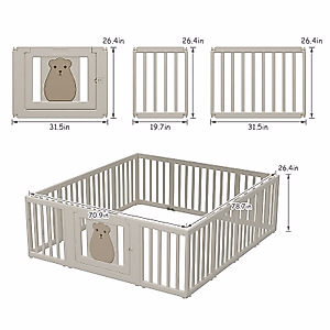 BanaSuper 2 Baby Playpen Add-on Panels Extension Sturdy Home Indoor Baby Fence Safety Play Yard Kids Activity Center with Gate for Baby Boys Girls Toddlers (2 Small Panels)