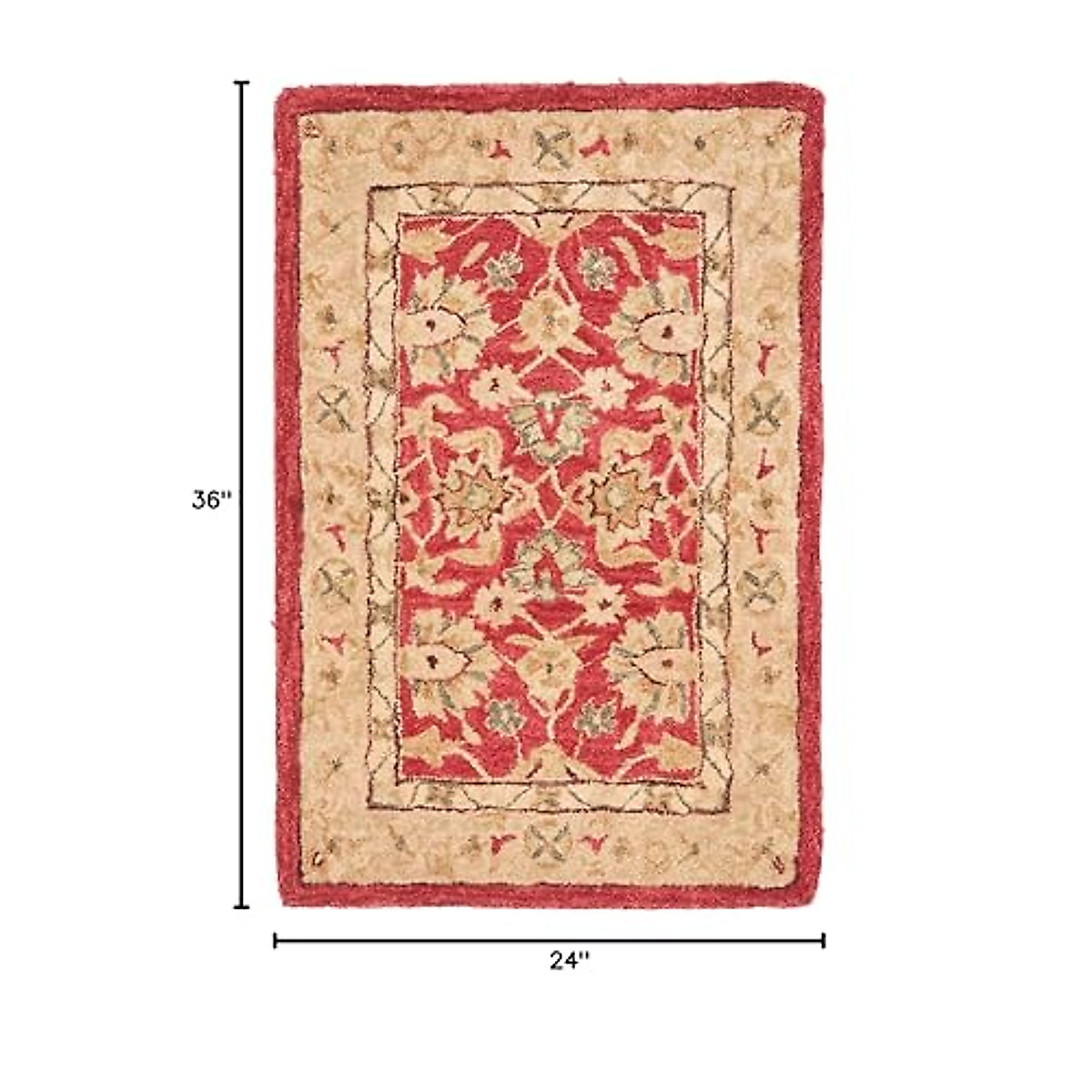 SAFAVIEH Anatolia Collection Accent Rug - 2' x 3', Red & Ivory, Handmade Traditional Oriental Wool, Ideal for High Traffic Areas in Entryway, Living Room, Bedroom (AN522A)