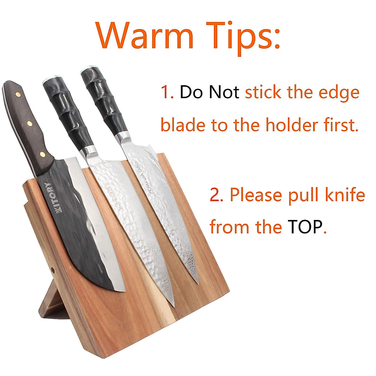 Kitory Foldable Knife Stand Magnetic Knife Block Acacia Wood Knife Storage Board Kitchen Knives Holder Wooden Cutlery Display Stand Storage Rack, 2024 Gifts For Women and Men