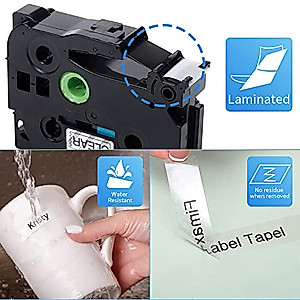 P-Touch Label Tape for Brother Label Maker Tape P Touch Tze tz TZe-131 12mm 0.47 Inch Black on Clear Label Refill, TZe131 Laminated Tape for PTH110 PT-D210 PTD600 PT-710BT, 1/2 Inch 26.2Ft, 4-Pack