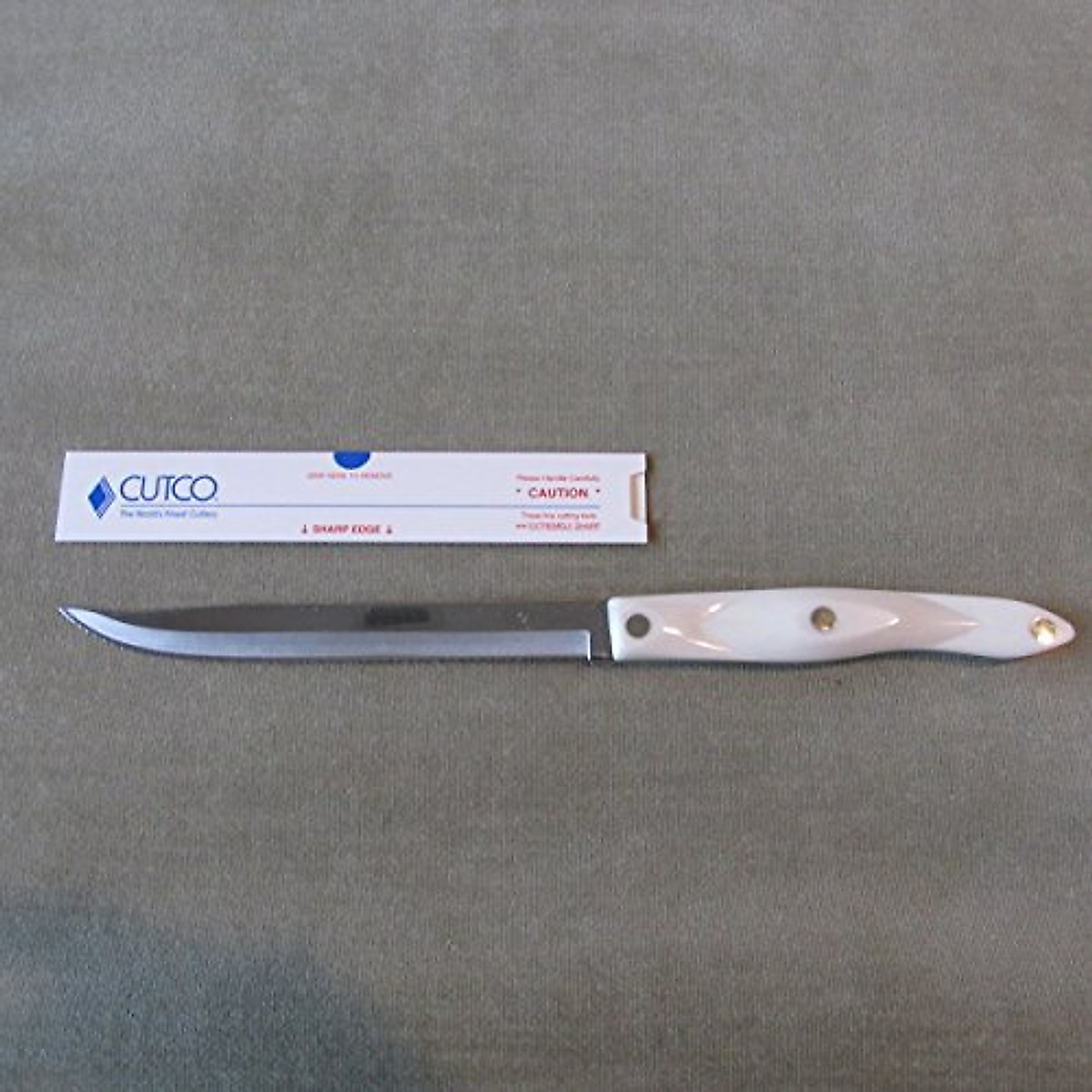 CUTCO Model 1729 Petite Carver with Double-D serrated blade and white (pearl) handle