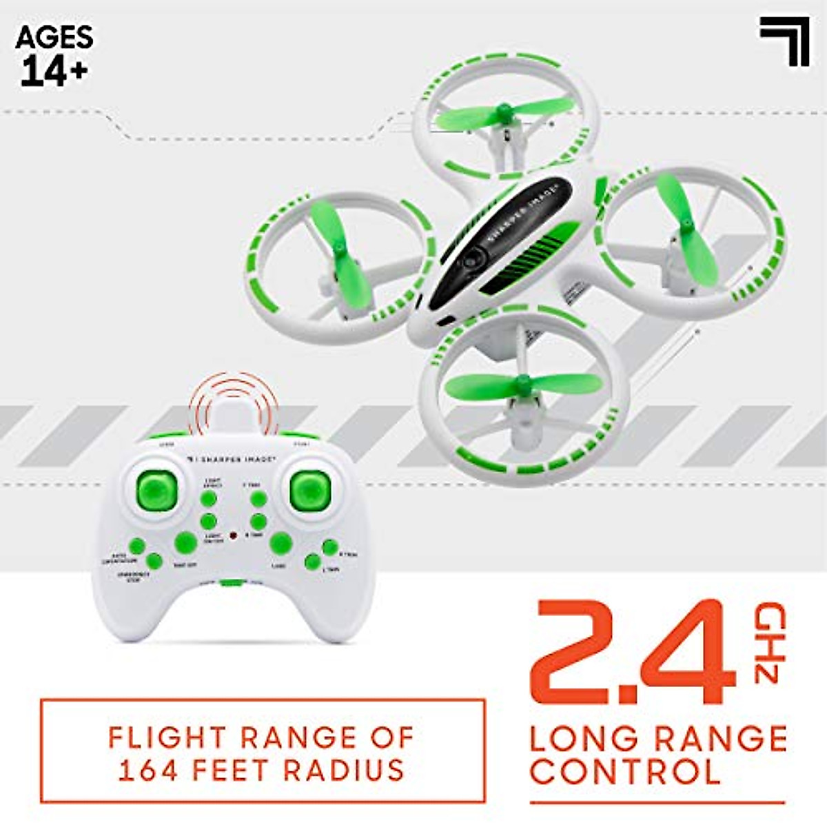 SHARPER IMAGE 2.4GHz RC Glow Up Stunt Drone with LED Lights, Mini Remote Controlled Quadcopter with Assisted Landing, Small Plane for Kids and Beginners, Wireless and Rechargeable