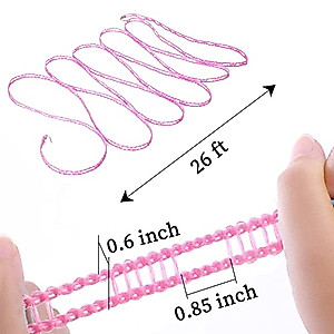 FuninCrea Washing Line 8m, Non-slip and Windproof Clothes Line, Portable Washing Line with 2pcs Stainless Hooks, Fence-Like Rope Washing Line for Indoor Outdoor Camping Traveling (pink)