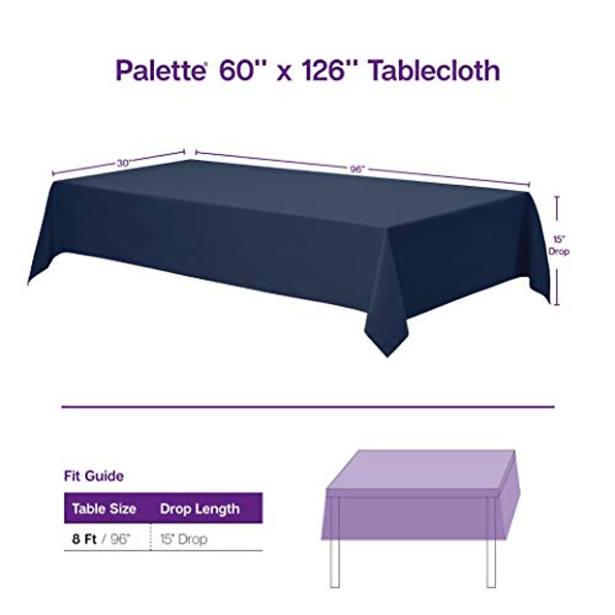 Gee Di Moda Rectangle Tablecloth - 60 x 126 Inch | Pink Rectangular Table Cloth for 8 Foot Table in Washable Polyester | Great for Buffet Table, Parties, Holiday Dinner, Wedding & Baby Shower