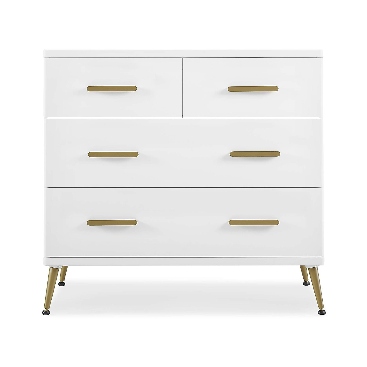 Delta Children Sloane 4 Drawer Dresser with Changing Top, Bianca White w/Melted Bronze