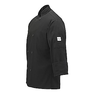 Mercer Culinary M60010BKM Millennia Men's Cook Jacket with Traditional Buttons, Medium, Black
