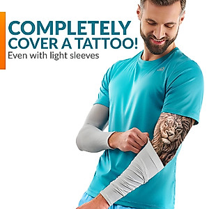 KEMFORD Arm Sleeves for Men and Women – 8 mmHg Light Compression – 1 Pair – Sun Protection – Cooling UPF 50 Compression – Basketball Running