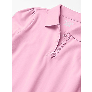 The Children's Place girls Long Sleeve Ruffle Polo Shirt, Sparklpink, 8-Jul US