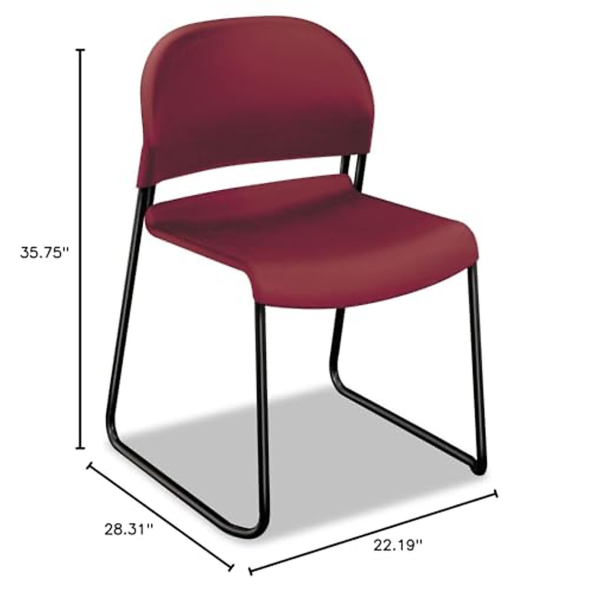 HON 4031MBT GuestStacker Series Chair, Mulberry with Black Finish Legs, 4/Carton (HON4031MBT)