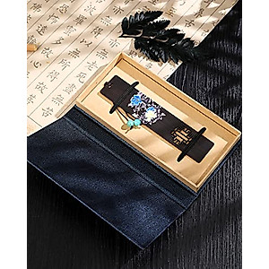 Melyaxu Handmade Natural Color Wooden Bookmark with Tassel - Peony Flower