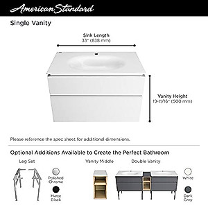 American Standard 1298001.020 Studio S 33 in. Vanity Top Sink – Center Hole, White