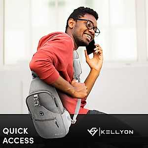 Kellyon Sling Bag Crossbody Sling Backpack Travel Hiking Casual Daypack Chest Bag for Men Women, Gray