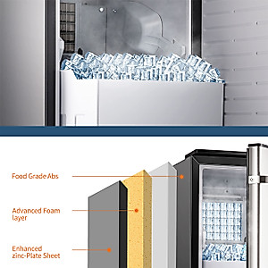 Topdeep Untercounter Commercial Ice Machine, Built-in Ice Maker Machine with 80LBS Per Day, Stainless Steel Commercial Ice Maker, Cold Insulation, Auto Clean, with 29 Pounds Storage Bin