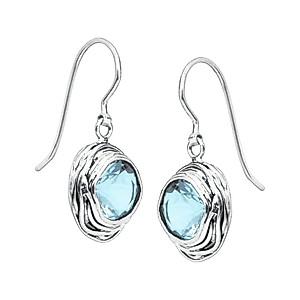 Silpada 'Hooked on Blue' Blue Cubic Zirconia Drop Earrings in Sterling Silver