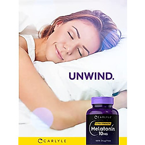 Melatonin 10mg | 365 Tablets | Drug Free Aid for Adults | Vegetarian, Non-GMO, Gluten Free Supplement | by Carlyle