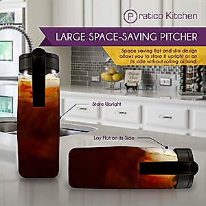 Pratico Kitchen LargePour Water, Juice, and Beverage Airtight Pitcher, Made in Japan, 3.2 qt, 102 oz, Black