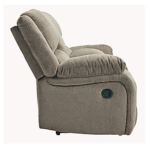 Signature Design by Ashley Draycoll Manual Double Reclining Loveseat with Center Console, Light Brown