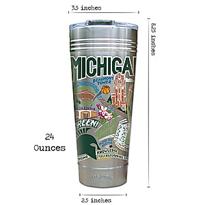 Catstudio Michigan State University Collegiate Thermal Tumbler | Triple Wall Insulation With Non Slip Bottom | Great College Travel Cup for Water, Coffee, Tea, or Smoothies