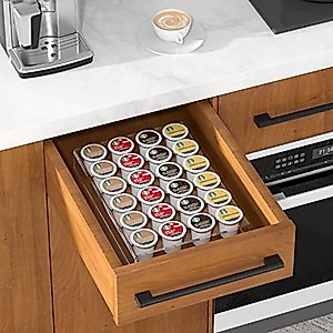 AITEE Acrylic K Cup Drawer Organizer, Clear K Cup Organizer Tray for Drawer or Countertop Storage, Hold 24 Coffee Capsules,K Cup Coffee Pod Holder for Office and Kitchen K Cup Storage (9.6x13.2Inches)