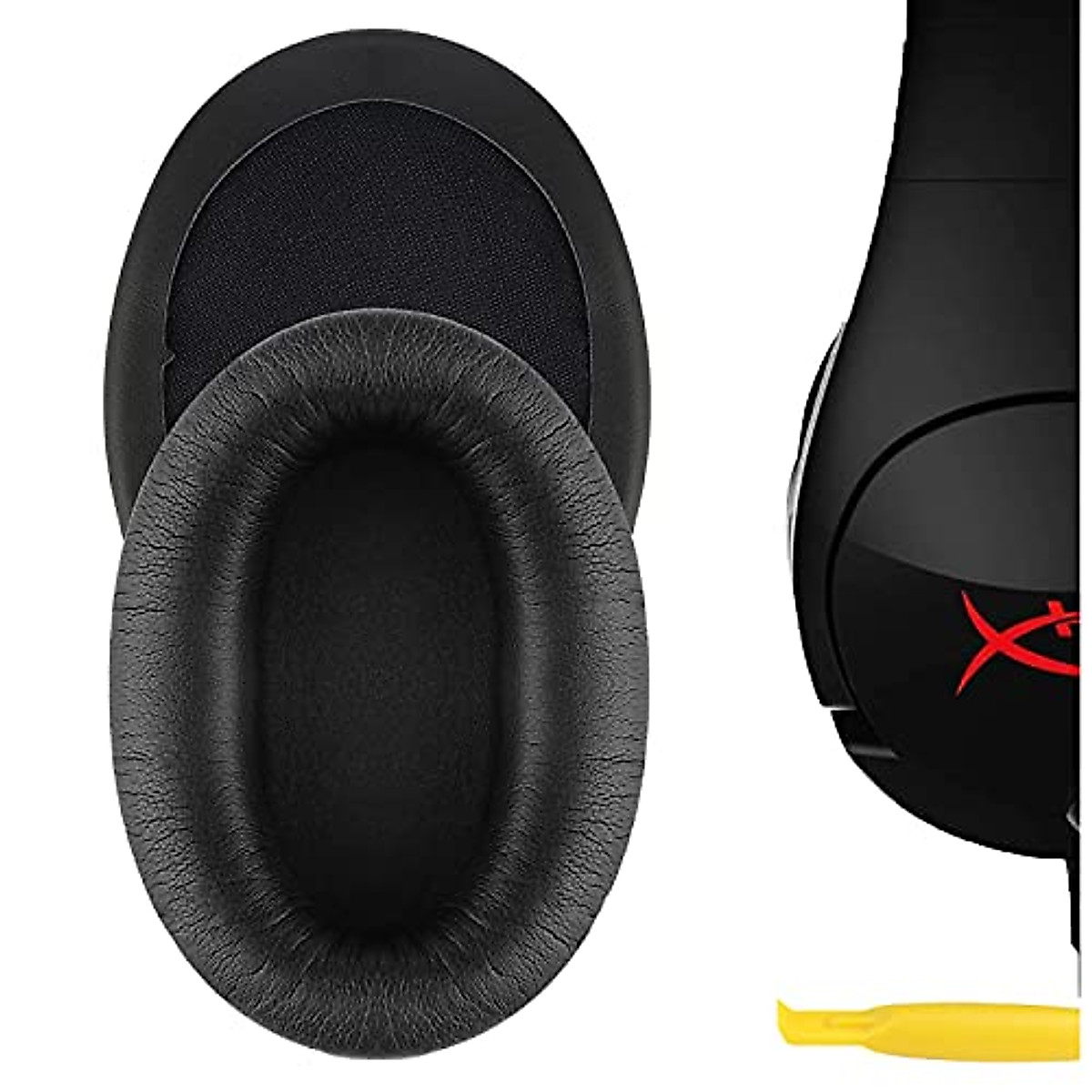 Geekria QuickFit Replacement Ear Pads for HyperX Cloud Flight, Cloud Flight S, Cloud Stinger Gaming Headphones Ear Cushions, Headset Earpads, Ear Cups Repair Parts (Black)