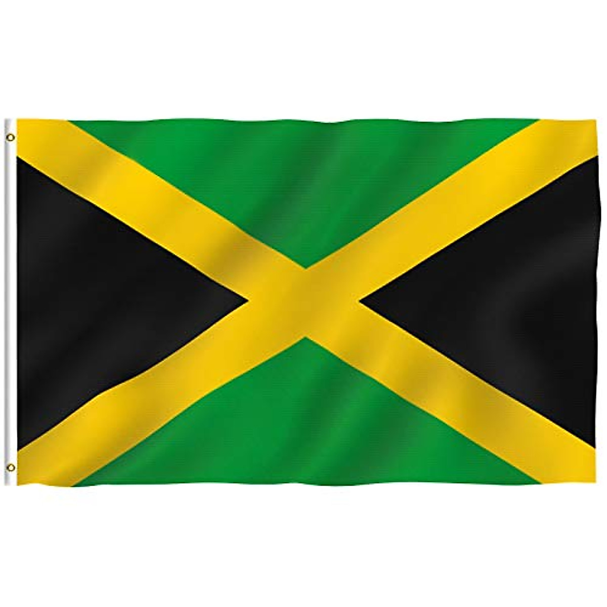 Anley Fly Breeze 3x5 Foot Jamaica Flag - Vivid Color and Fade proof - Canvas Header and Double Stitched - Jamaican National Flags Polyester with Brass Grommets 3 X 5 Ft