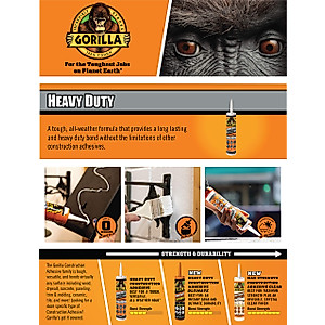 Gorilla Heavy Duty Construction Adhesive, 9 Ounce Cartridge, White, (Pack of 6)