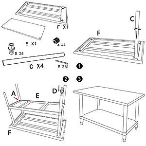 uyoyous Stainless Steel Table 24x36 Inch NSF Commercial Kitchen Work Table with Adjustable Under Shelf Heavy Duty Food Prep Table with Storage for Home Restaurant Kitchen Laundry Room
