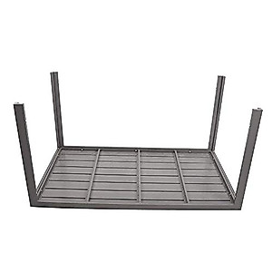 Dporticus Outdoor Patio 55" Rectangular Dining Table for 6 Metal Aluminum Frame with Grey Wood Look