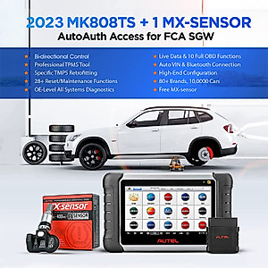 Autel MaxiCOM MK808TS with MX-Sensor, 2023 Updated of MK808BT and TS608, Bi-Directional Control, 28+ Service, All Systems Diagnoses, Activate/Program/Relearn TPMS Sensors, Access AutoAuth for FCA SGW