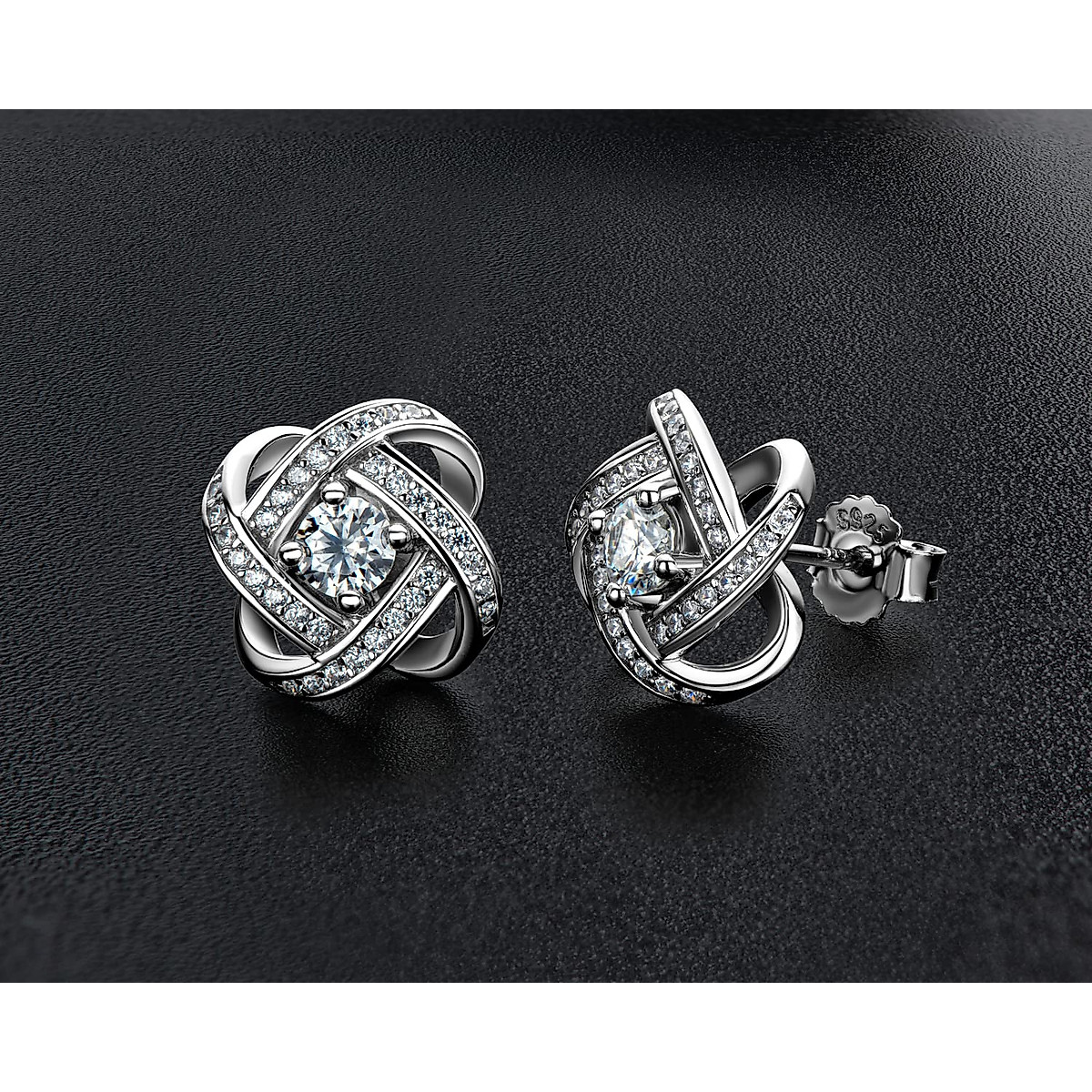 Moissanite Stud Earrings for Women Sterling Silver Moissanite Dianmond Piercing Earring Aretes para Mujer Love knot Hypoallergenic Anniversary Birthday Mothers Day Gifts for Her Women Mom Wife