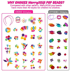 Pop Beads - 550+Pcs DIY Jewelry Making Kit for Toddlers 3,4,5,6,7,8 Year Old, Kids Snap Beads Set Art and Crafts Creativity Toys for Girls Birthday Gifts