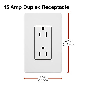 Lutron Claro Duplex Receptacle, 15-Amp, CAR-15-WH, White (Pack of 5)