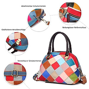 Eysee Tote handbag women Genuine Leather large capacity Multicolor for work, daily life and shopping (Multicolor 9)