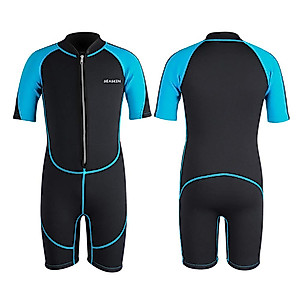 Seaskin Kids Wetsuit for Boys Girls Toddlers, 2mm Front Zipper Shorty Wetsuits, 3mm Back Zip Full Wetsuit, Neoprene Thermal Swimsuits for Diving Surfing Swim Lessons