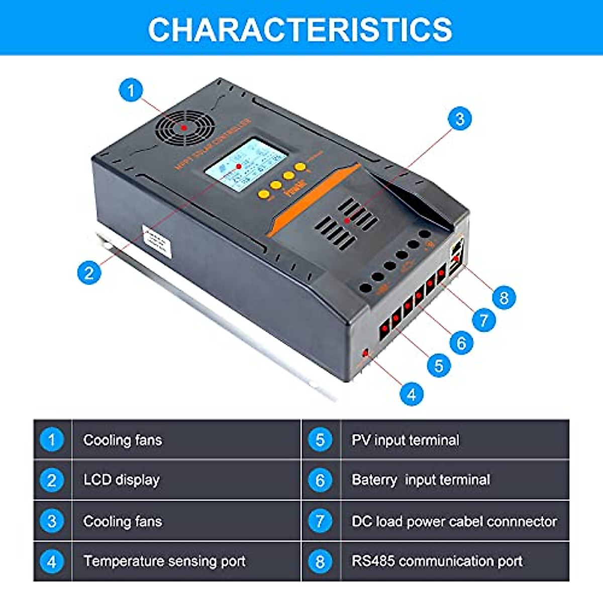 PowMr MPPT Solar Charge Controller 100 amp 12V 24V Auto, 100A Solar Controller Max Input 100V 2600W Solar Reulator, for Lithium/Sealed/Gel/Flooded Battery Charging and Discharging