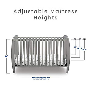Delta Children Twinkle 4-in-1 Convertible Baby Crib, Easy to Assemble, Sustainable New Zealand Wood, Grey