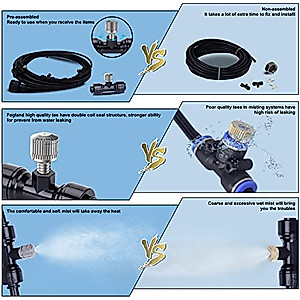 Fogland Pump Misting System: Outdoor Misting System 49ft Misting Cooling System with 16pcs 0.016" Orifice Thread Stainless Steel Misting Nozzle for Patio Garden Backyard