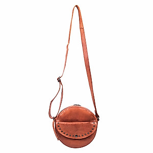 Locking Concealed Carry Mia Leather Crossbody Purse for Handgun with Universal Holster (Cognac)