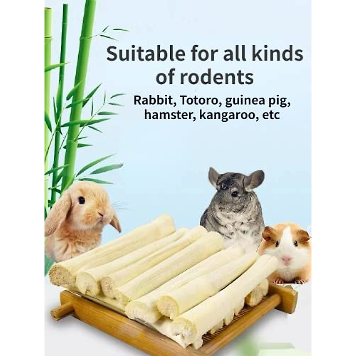 Sweet Bamboo Chew Sticks for Rabbits, Bunny Molar Treats Snack for Small Animals Hamster Chinchilla Guinea Pigs Rabbit Squirrel Natural Teeth Grinding Toys (500g/1.1lb)