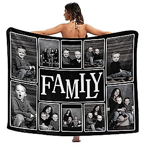 HYHSJY Custom Blankets with Photos, Personalized Throw Blankets with Family Pictures, Making Memories Souvenir Throw Blanket with Family Photos,Birthday Gift for Family Mom Dad Adult Kid