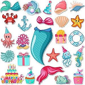Xuhal 25 Pcs Mermaid Cruise Door Decorations Magnetic Ocean Sea Animal Car Magnets Stickers Fish Birthday Magnets for Cruise Door Ship Refrigerator Fridge Cabin Decor Accessories