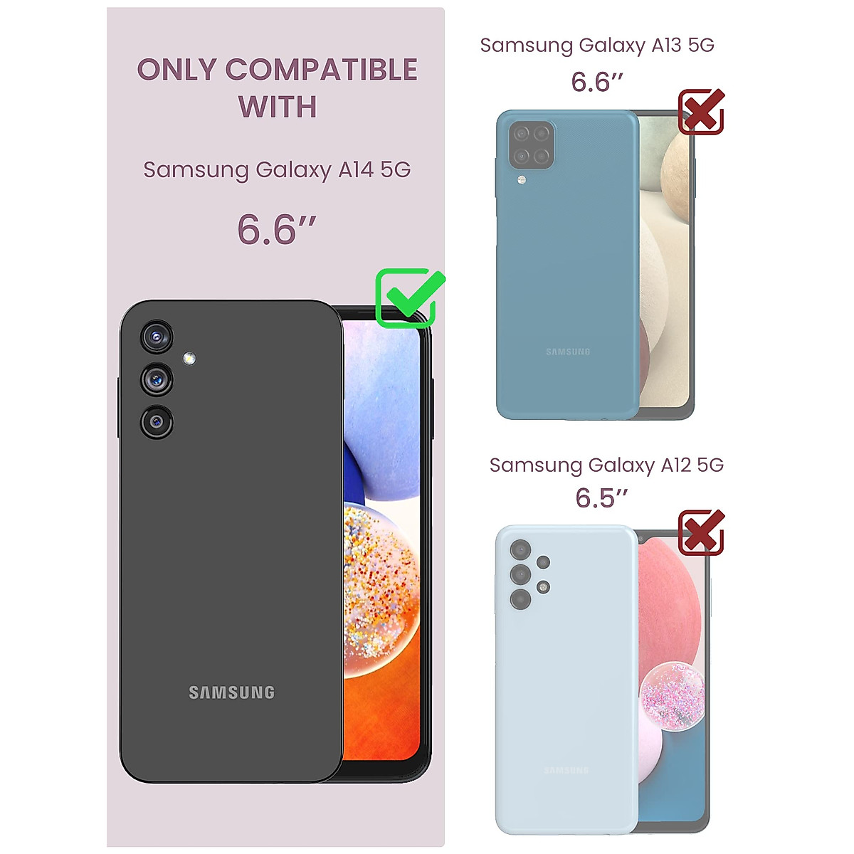 DagoRoo for Samsung Galaxy A14 5G Case with Tempered Glass Screen Protector [2 Pack],[Military Grade Protective] Slim Soft TPU & Hard PC,Girls Women Crystal Clear Flower Pattern Cases (JD-Purple)