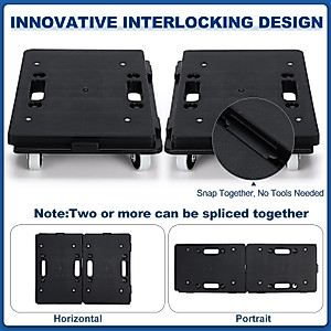 Datanly 3 Pack Furniture Dolly Moving Dolly Connectable Furniture Movers 16.3 x 11.4 Inch 500 Lbs Capacity Each Count 4 Wheels Heavy Duty Small Flat Dolly Cart Portable Dollies with Wheels, Black