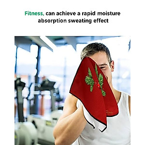 Golf Towel Christmas Pine Needle Light Ball Red,Waffle Pattern Microfiber Club Cleaner Golf Towels with Carabiner Clip for Women Men Dad,Xmas Green Plant Golf Towel for Golf Bags Accessories,24x16in