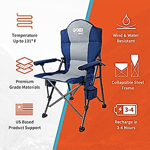 Gobi Heat - Terrain Portable Heated Camping Chair - Outdoor Folding Chair with Heated Filling - Winter Camping Essential - 3 Heat Settings