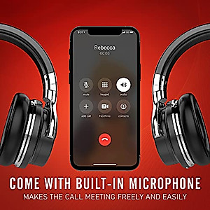 Qisebin E7 Wireless Noise-Canceling Headphones, Over Ear Bluetooth Headphones Compatible with iOS & Android - Built-in Microphone, Long Battery Life Black