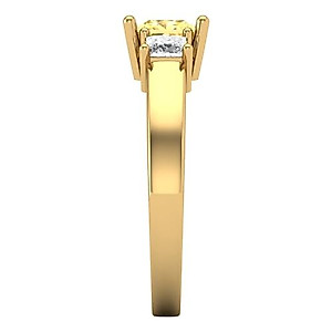 Clara Pucci 0.95ct Princess cut 3 stone Solitaire Yellow Simulated Diamond Engagement Promise Anniversary Bridal Ring 18K Yellow Gold 9.5