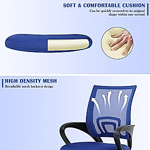 Home Office Chair Desk Chair Computer Chair with Lumbar Support& Armrest, Adjustable Ergonomic Mid Back Task Chair Mesh Rolling Swivel Office Desk Chairs for Bedrooms, Blue