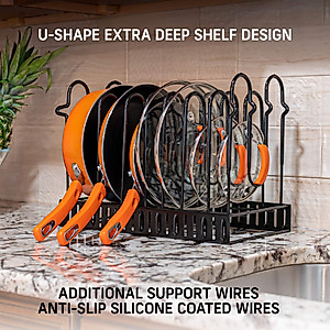 MAGIC HOME USA Pots and Pans Organizer – Kitchen Cabinet Organization and Storage – Pot Rack Organizers – 3 DIY Methods – Adjustable Pot Lid Holder for Kitchen Counter Pantry – Pot and Pan Organizer